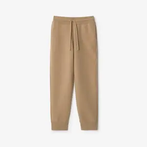 Burberry Cashmere Blend Jogging Pants With Equestrian Knight Design - Beige