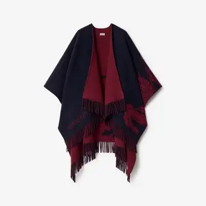 Burberry Knight Wool Cashmere Cape Sash Red