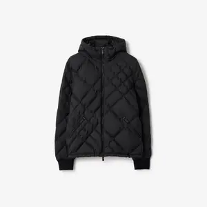 Burberry Check-stitch Nylon Hooded Puffer Jacket - Black