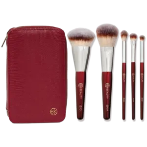 BK BEAUTY Travel Brush Set With Faux Leather Pouch - One-color