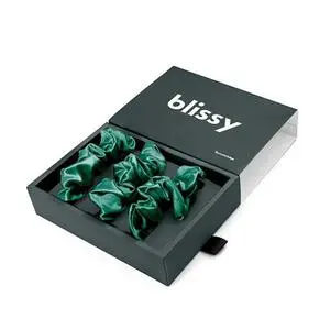 BLISSY Mulberry Silk Scrunchies - Emerald