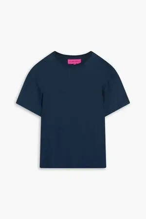 THE ELDER STATESMAN Solid Cotton And Linenblend Jersey Tshirt - Navy