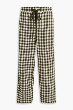THE ELDER STATESMAN Gingham Wool-tweed Drawstring Trousers