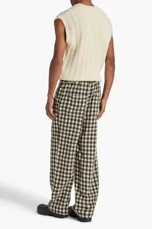 THE ELDER STATESMAN Gingham Wool-tweed Drawstring Trousers