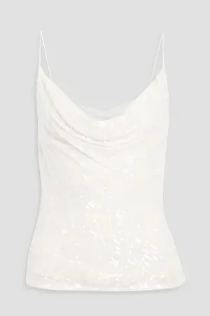 Lapointe Draped Sequined Chiffon Top