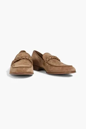 GIANVITO ROSSI Belem Leather-trimmed Suede Loafers - Camel