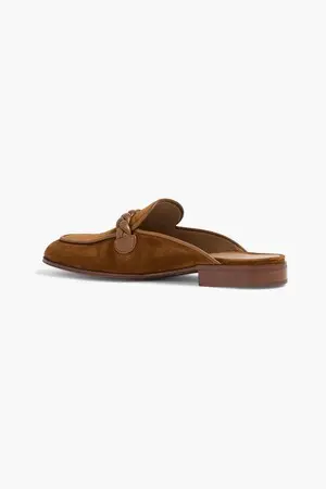 GIANVITO ROSSI Belem Leather-trimmed Suede Slippers - Camel