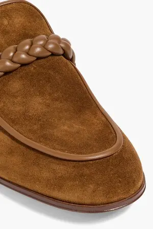 GIANVITO ROSSI Belem Leather-trimmed Suede Slippers - Camel