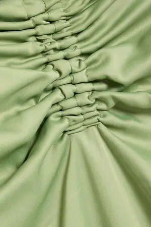 Lapointe Satin Maxi Dress With Ruched Cutout - Leaf Green