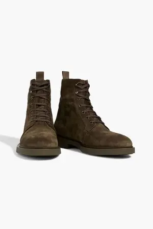 GIANVITO ROSSI Richard Suede Brogue Boots - Army Green