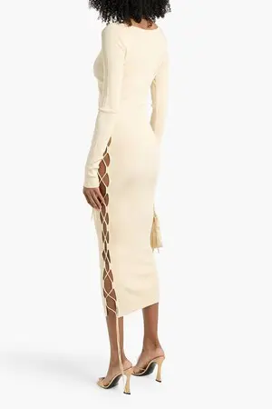 Lapointe Lace-up Ribbed-knit Midi Dress