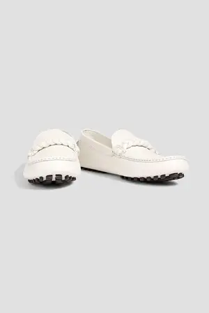 GIANVITO ROSSI Monza Braid-trimmed Leather Loafers - White
