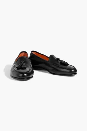 Santoni Andrea Tasseled Leather Loafers - Black