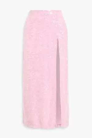 Lapointe Sequined Chiffon Midi Skirt