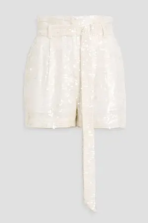 Lapointe Belted Sequined Chiffon Shorts
