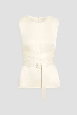 Lapointe Belted Satin-crepe Top