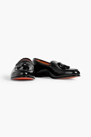Santoni Andrea Tasseled Glossed-leather Loafers