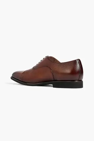 Santoni Darian Pebbled-leather Oxford Shoes - Brown