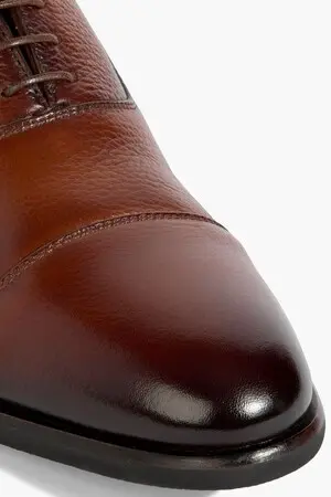 Santoni Darian Pebbled-leather Oxford Shoes - Brown