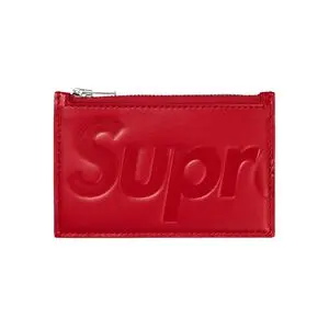 Supreme Leather Zip Card Holder - Red