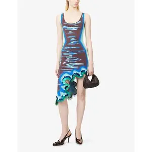 Ph5 Sequinned Wavy-hem Stretch-knit Midi Dress