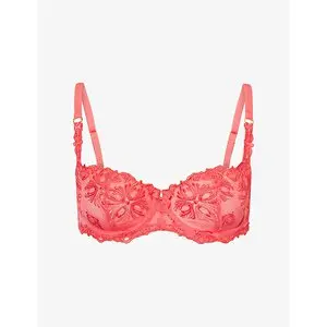 Chantelle Champs Elysees Balconette Mesh Bra - Sweet Velvet Red