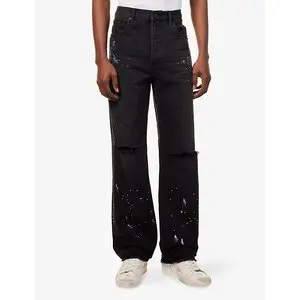 PURPLE BRAND Paint Splatter Knee-slit Denim Jeans