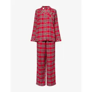 Ralph Lauren Embroidered-logo Check Cotton-blend Pyjama Set - Red Plaid