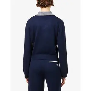 THE COUTURE CLUB Striped Collar Embroidered Logo Polo Top
