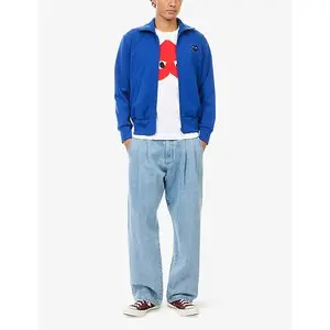 Play Comme Des Garcon Brand-print Crewneck Cotton-jersey T-shirt - White