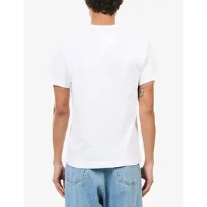 Play Comme Des Garcon Brand-print Crewneck Cotton-jersey T-shirt - White