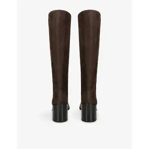 Alaïa Square-toe 55 Leather And Suede Heeled Knee-high Boots - Wine