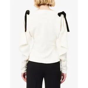 Simkhai Marlee Bow-embellished Woven Top