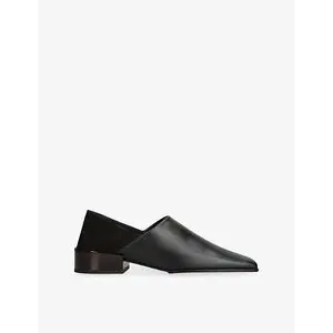Alaïa Square-toe Leather And Suede Flats
