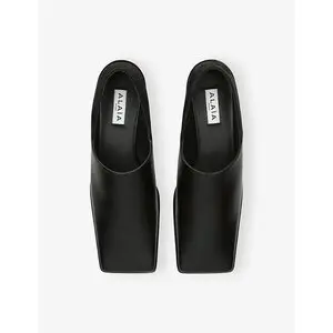 Alaïa Square-toe Leather And Suede Flats
