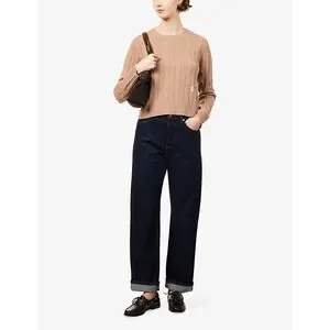 SPORTY & RICH Cable-knit Cashmere-and-wool Jumper - Camel
