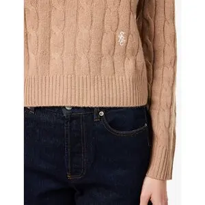 SPORTY & RICH Cable-knit Cashmere-and-wool Jumper - Camel