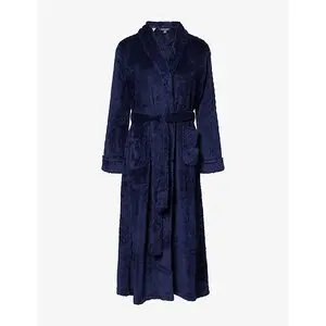 Ralph Lauren Logo Embroidery Soft Long Fleece Robe - Navy