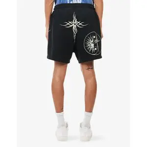 HELLSTAR Flame Yang Drawstring Cotton-jersey Shorts