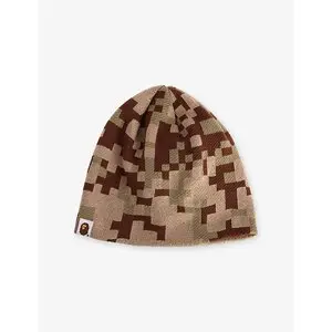 A BATHING APE X Kazuki Camo Knitted Beanie - Beige