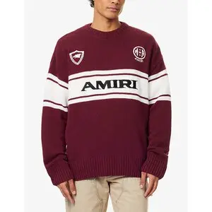 Amiri Brand-embroidered Striped Wool Jumper