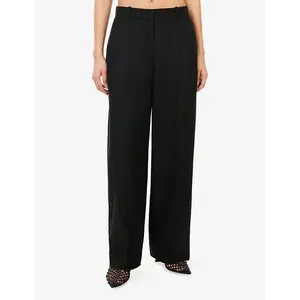 TOTEME Flannel Wide-leg Woven Trousers - Black
