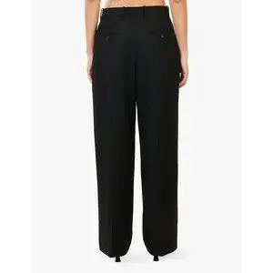 TOTEME Flannel Wide-leg Woven Trousers - Black