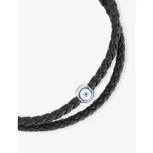 Tateossian Double Wrap Leather And Sterling Silver Bracelet