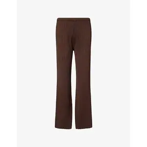 THE COUTURE CLUB Embroidered-logo Ribbed Knit Trousers