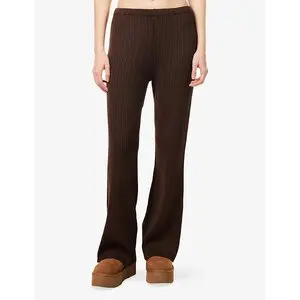 THE COUTURE CLUB Embroidered-logo Ribbed Knit Trousers