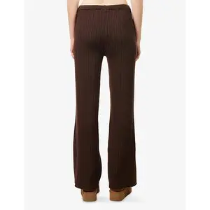 THE COUTURE CLUB Embroidered-logo Ribbed Knit Trousers