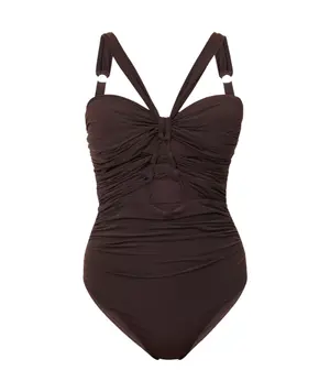Zimmermann Knot-detail Bandeau Swimsuit - Chocolate