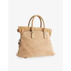 MAISON MARGIELA Soft 5ac Medium Suede Top Handle Bag - Camel