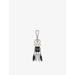Prada Robot Saffiano Leather Keychain Charm - Gold/silver